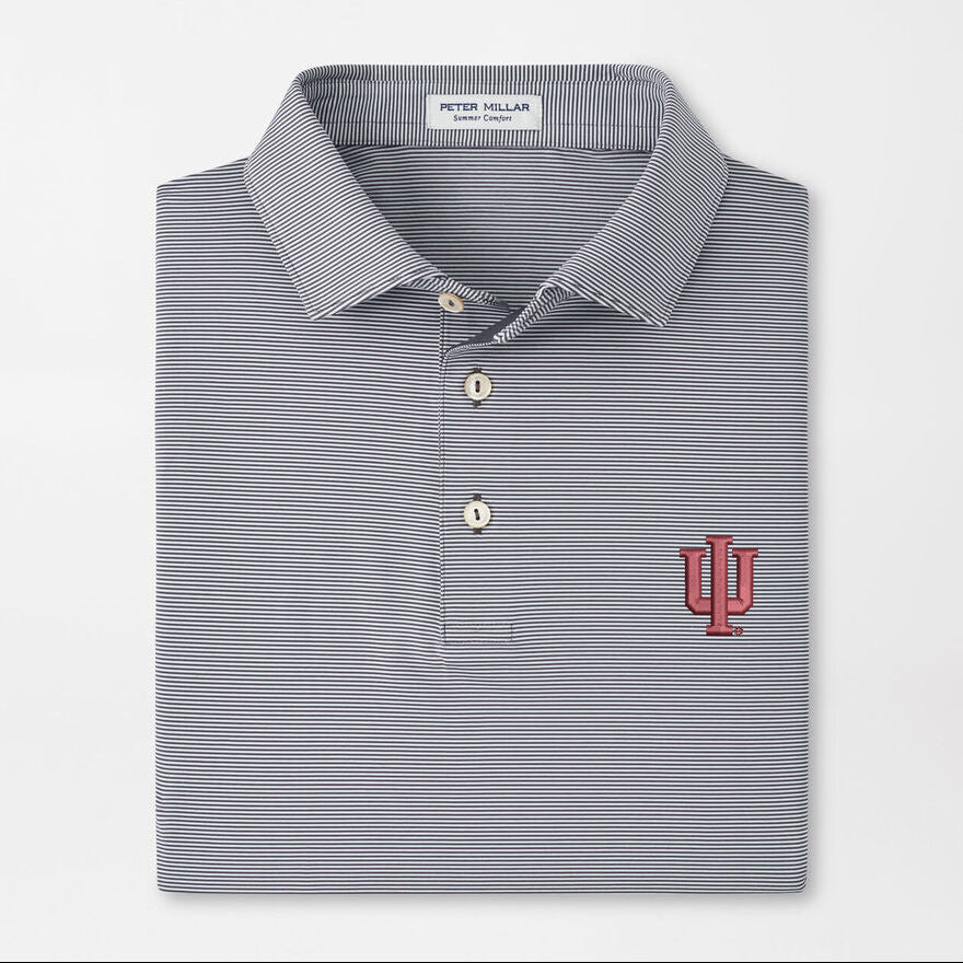 Grey IU Hoosiers Jubilee Stripe Performance Polo - Peter Millar ...